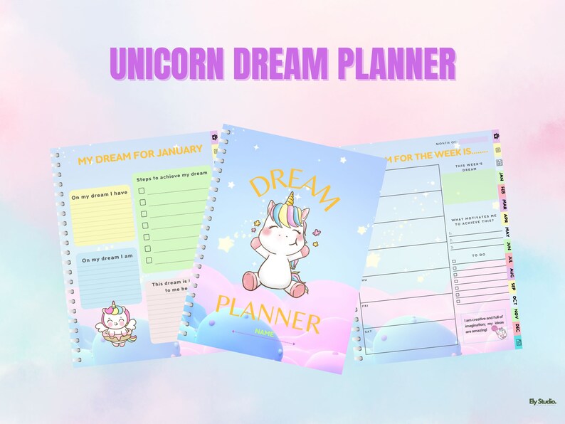 2024 Unicorn Dream Planner, Kids Planner, Kids Manifestation Journal ...