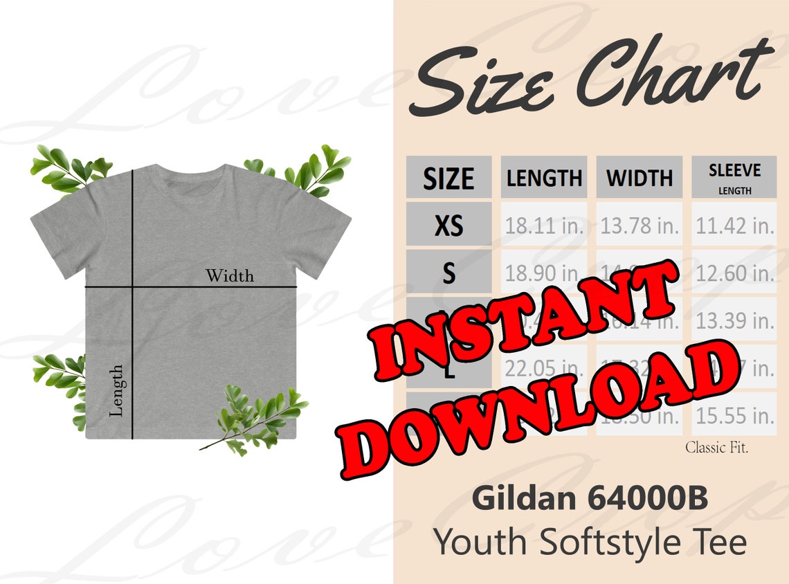 Gildan 64000b Size Chart Gildan 64000b Sizes Gildan 64000b Etsy