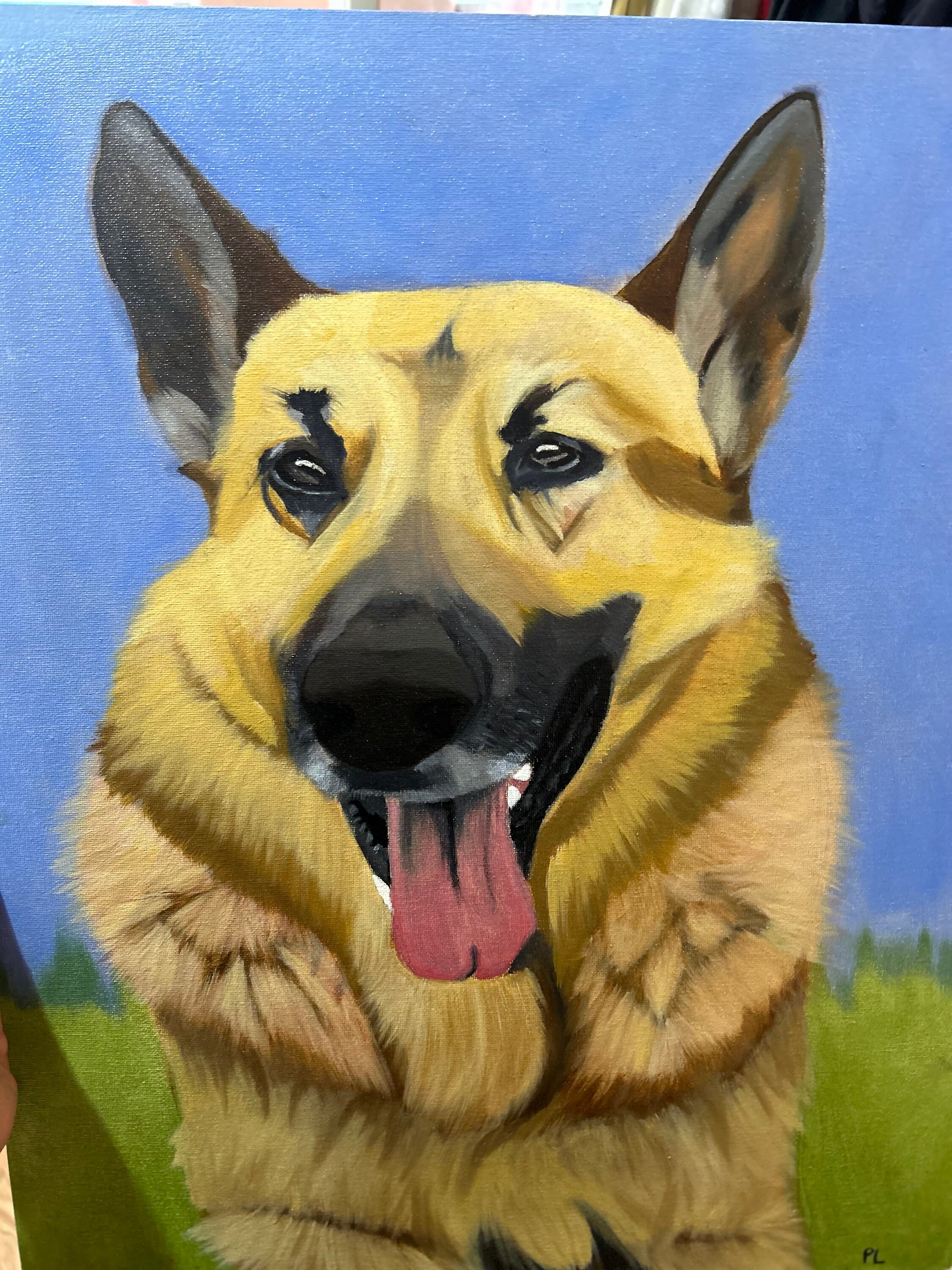 German Shepard Oil Painting Canvas Panel - Etsy