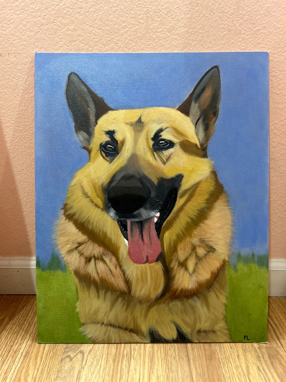 German Shepard Oil Painting Canvas Panel - Etsy