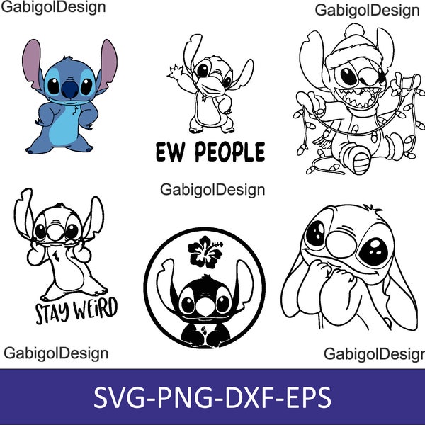 Stitch black and white svg - Etsy México