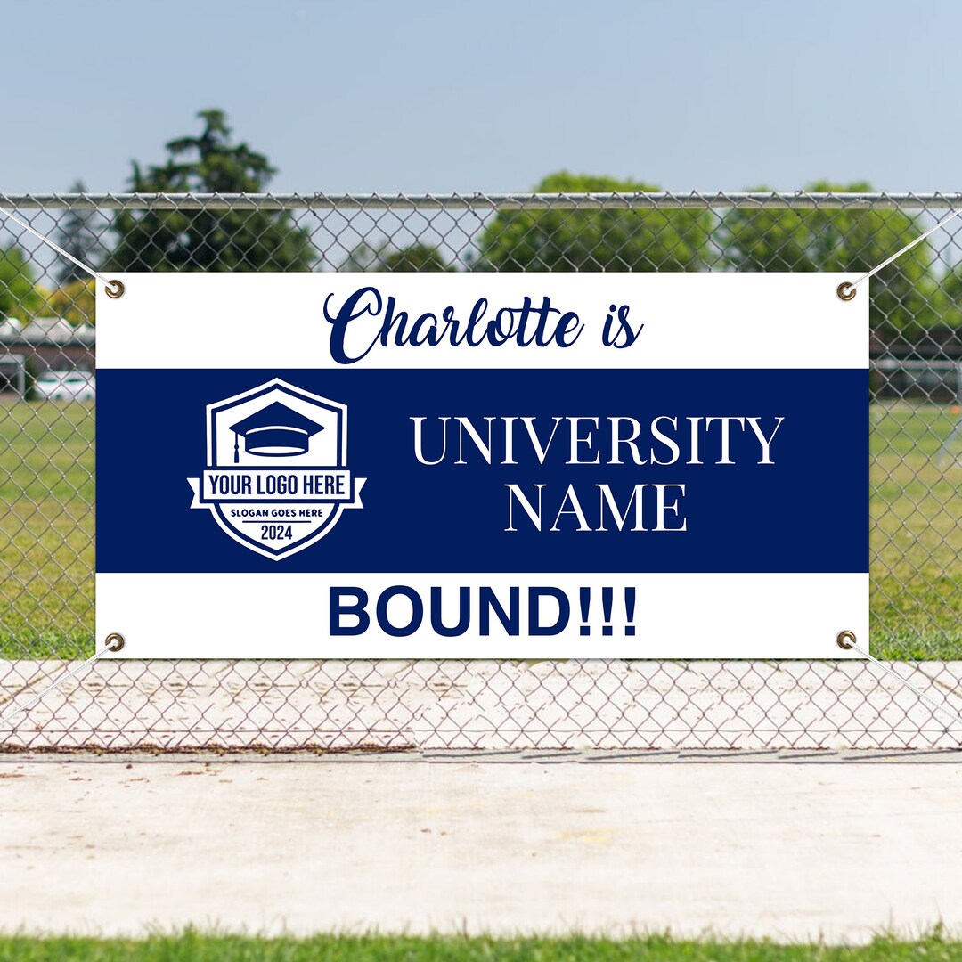 Personalized College Bound Banner Sign 13 Oz College Logo Sign, Custom ...