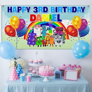 Personalized Birthday Numberblocks Banner, Printable Party Backdrops ...