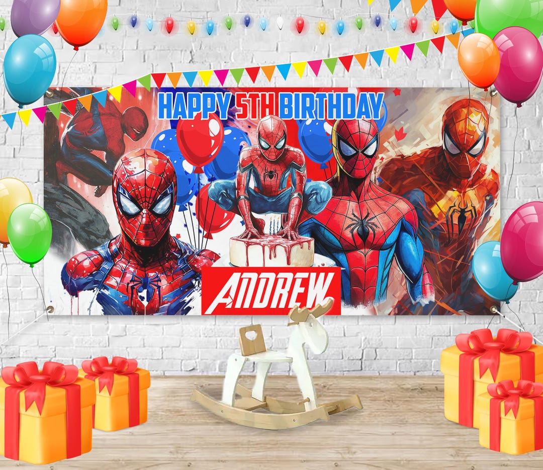 Spider Man Backdrop Banner, Spider-man Birthday Background, Superhero ...