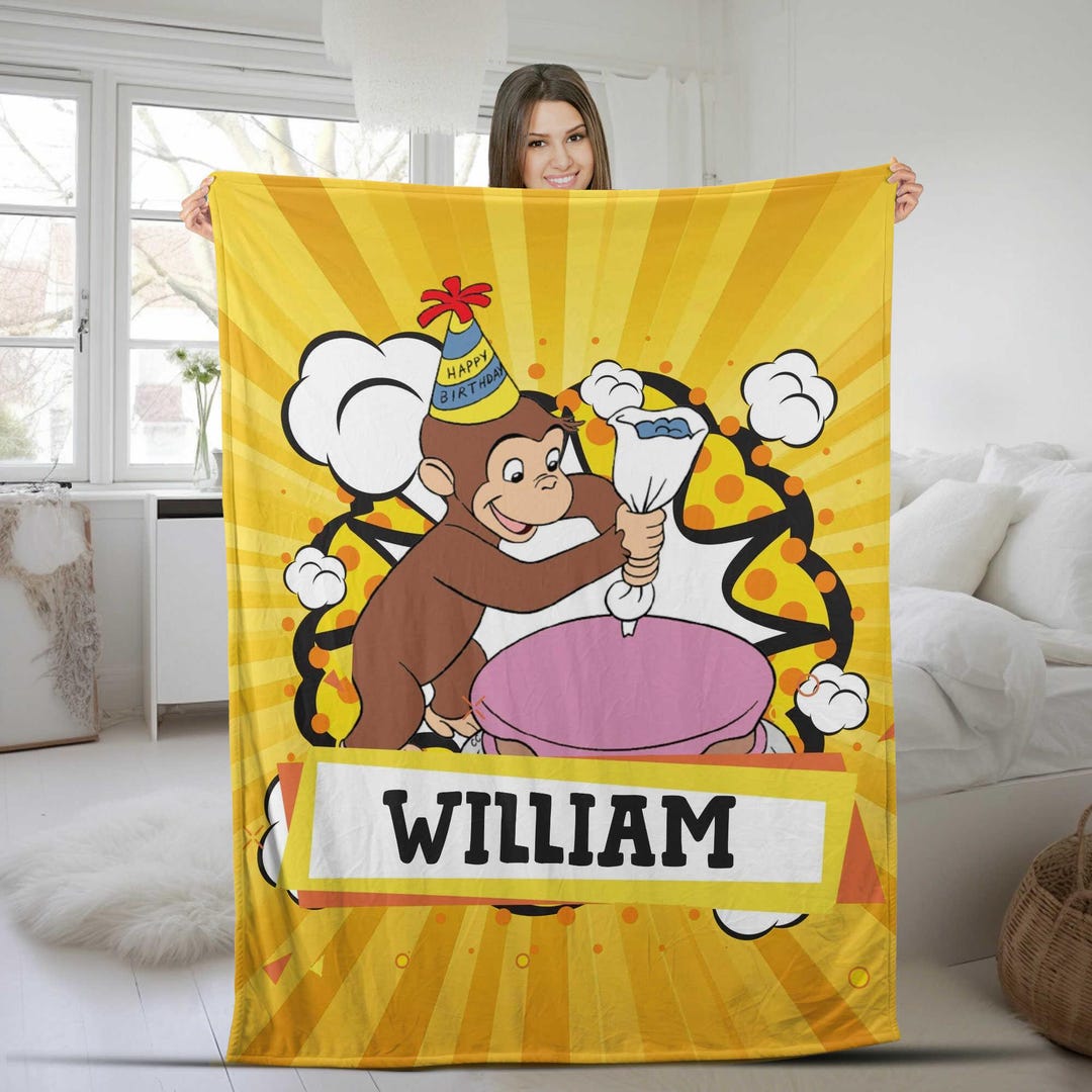 Personalized Curious George Blanket/curious George Blanket/custom Name ...