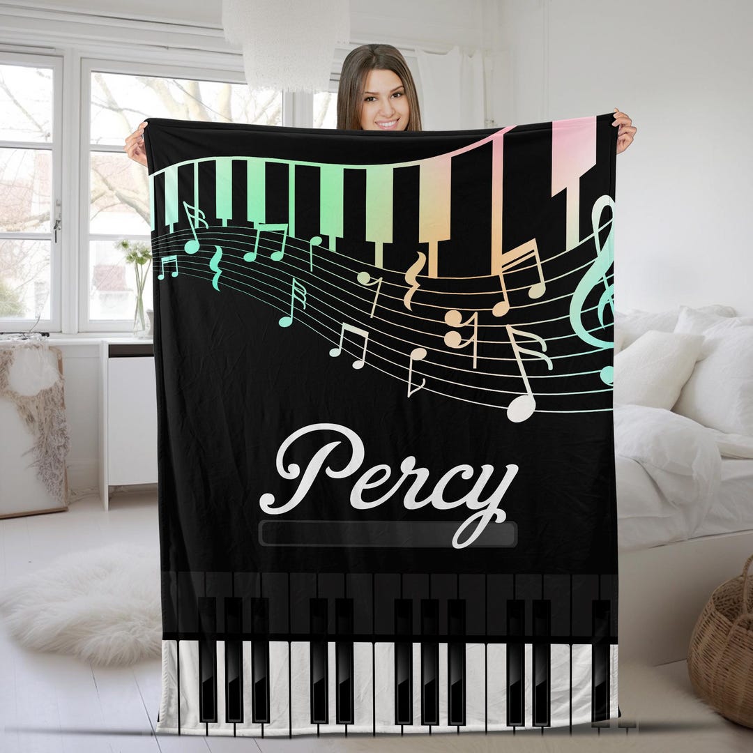 Custom Music Blanket With Name/piano Music Blanket/music Lover Blanket ...