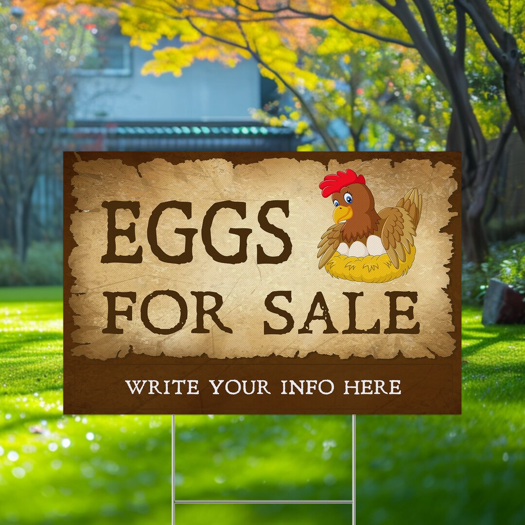 Farm Fresh Eggs Yard Sign Coroplast Double Sided Directional Arrows ...
