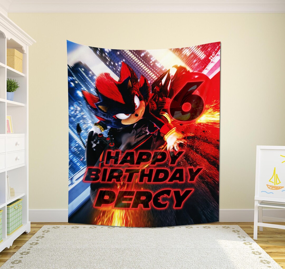 Sonic Birthday Party Backdrop/shadow Hedgehog Birthday Banner/custom ...
