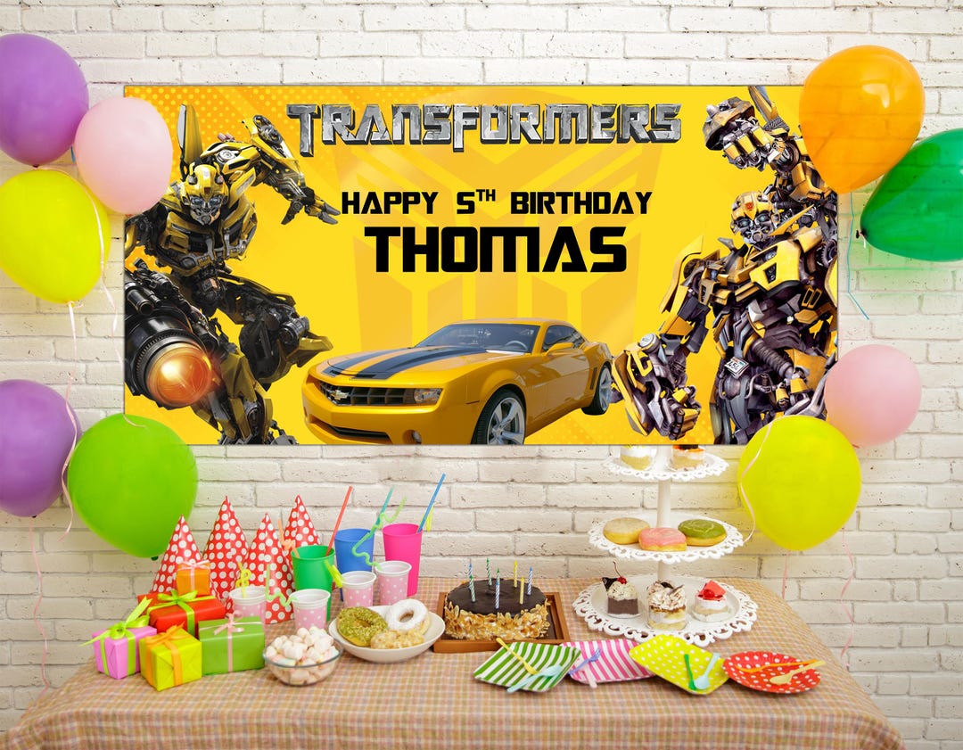 Bumblebee Backdrop, Transformers Birthday Party Banner Decoration ...