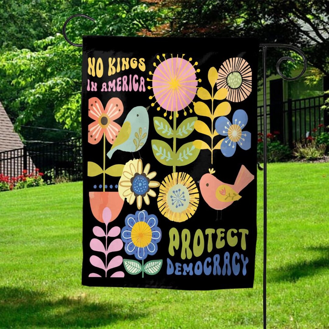 Protect Democracy Floral Flag, No Kings in America Protest Flag ...