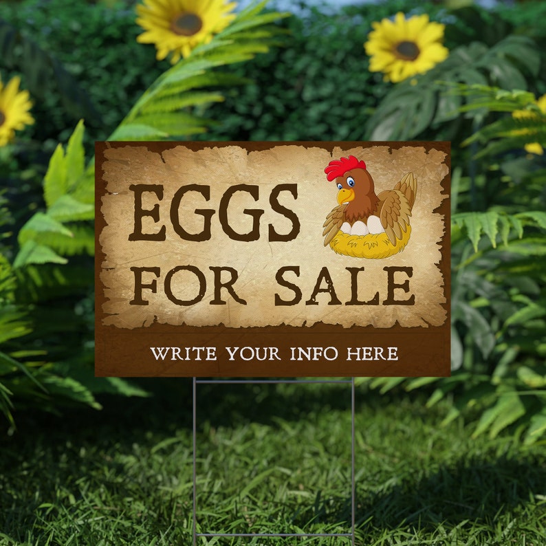 Farm Fresh Eggs Yard Sign Coroplast Double Sided Directional Arrows ...