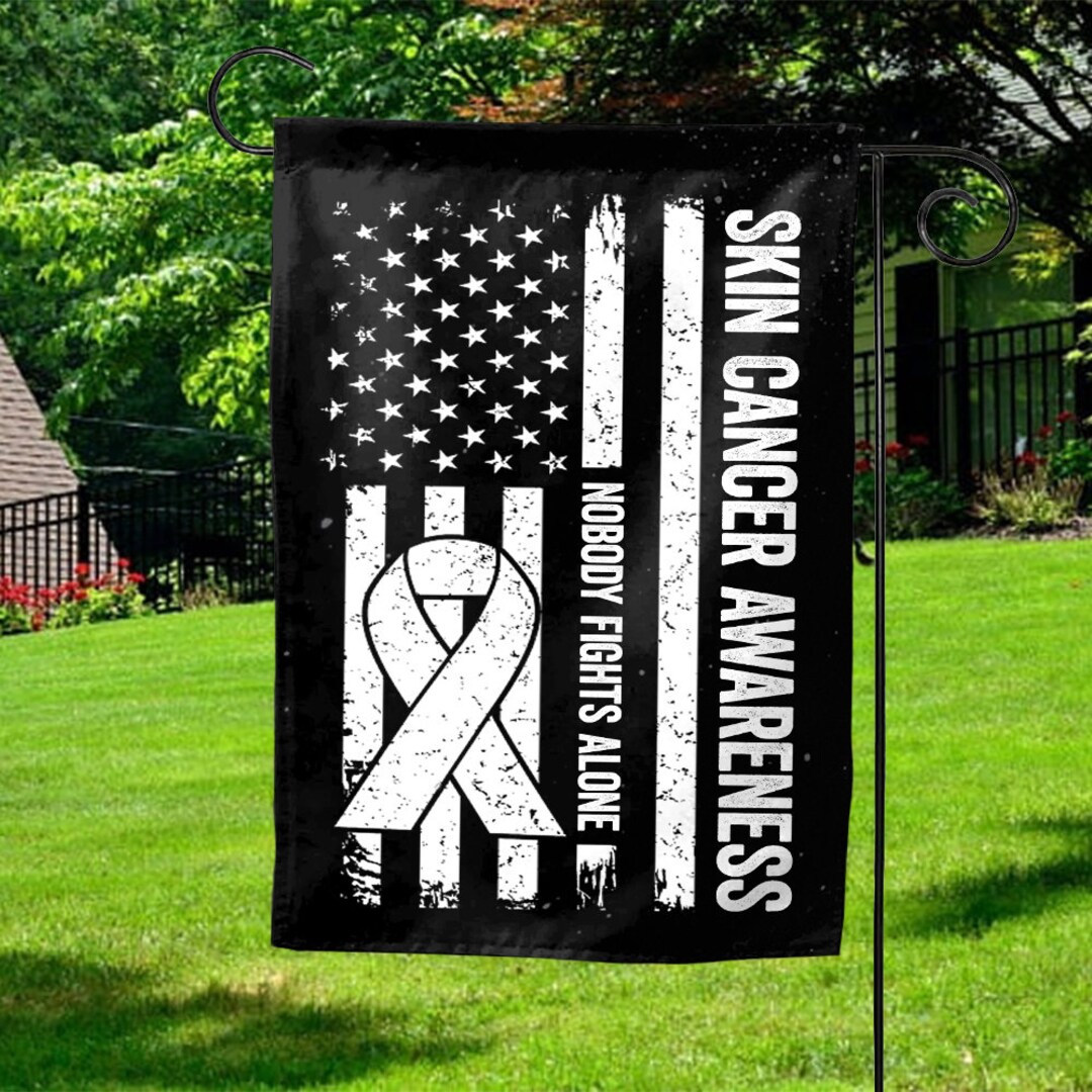 Skin Cancer Awareness Garden Flag, Black Ribbon Flag, Melanoma Cancer ...