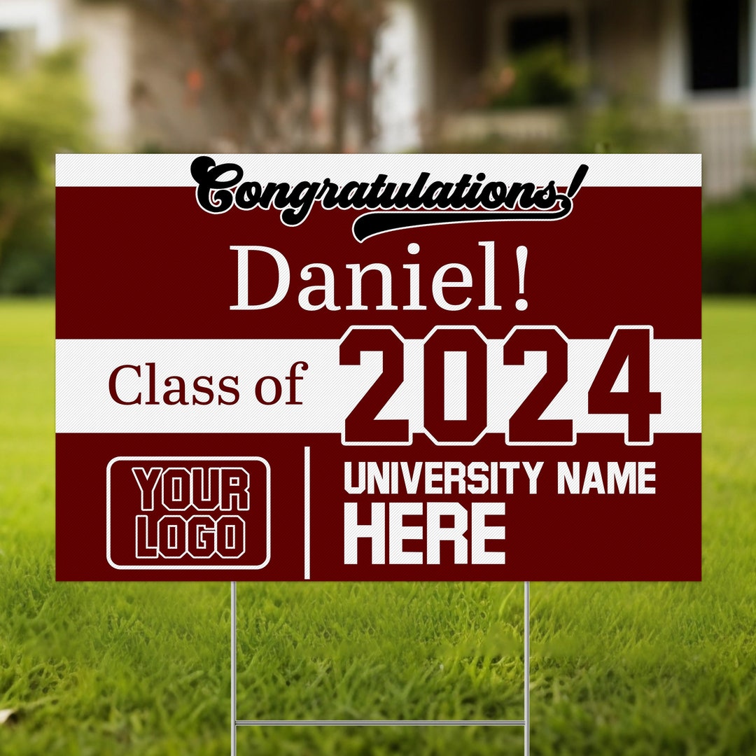 Personalized College Graduation Yard Sign 2024, College Logo Sign ...