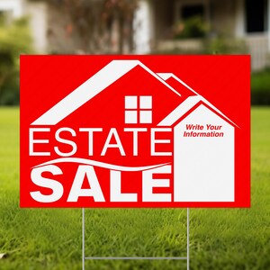 Estate Sale Yard Signs With Stakes Double Sided Large Open House Signs ...