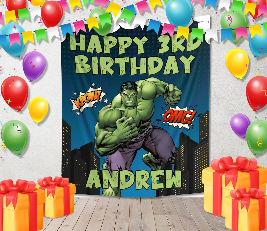 Hulk Birthday Backdrop, Superhero Birthday Banner, Hulk Decoration ...