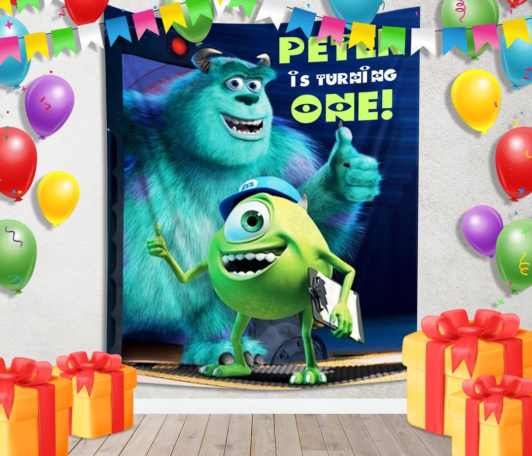 Boo Door With Monsters Brights Party Banner, Monsters Inc Birthday ...
