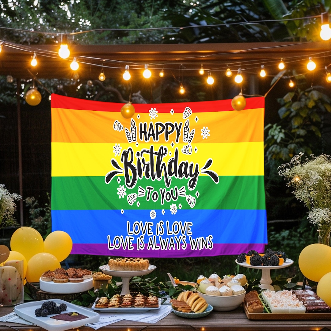 LGBTQ Rainbow Birthday Banner Party Decorations, LGBT Love is Love ...