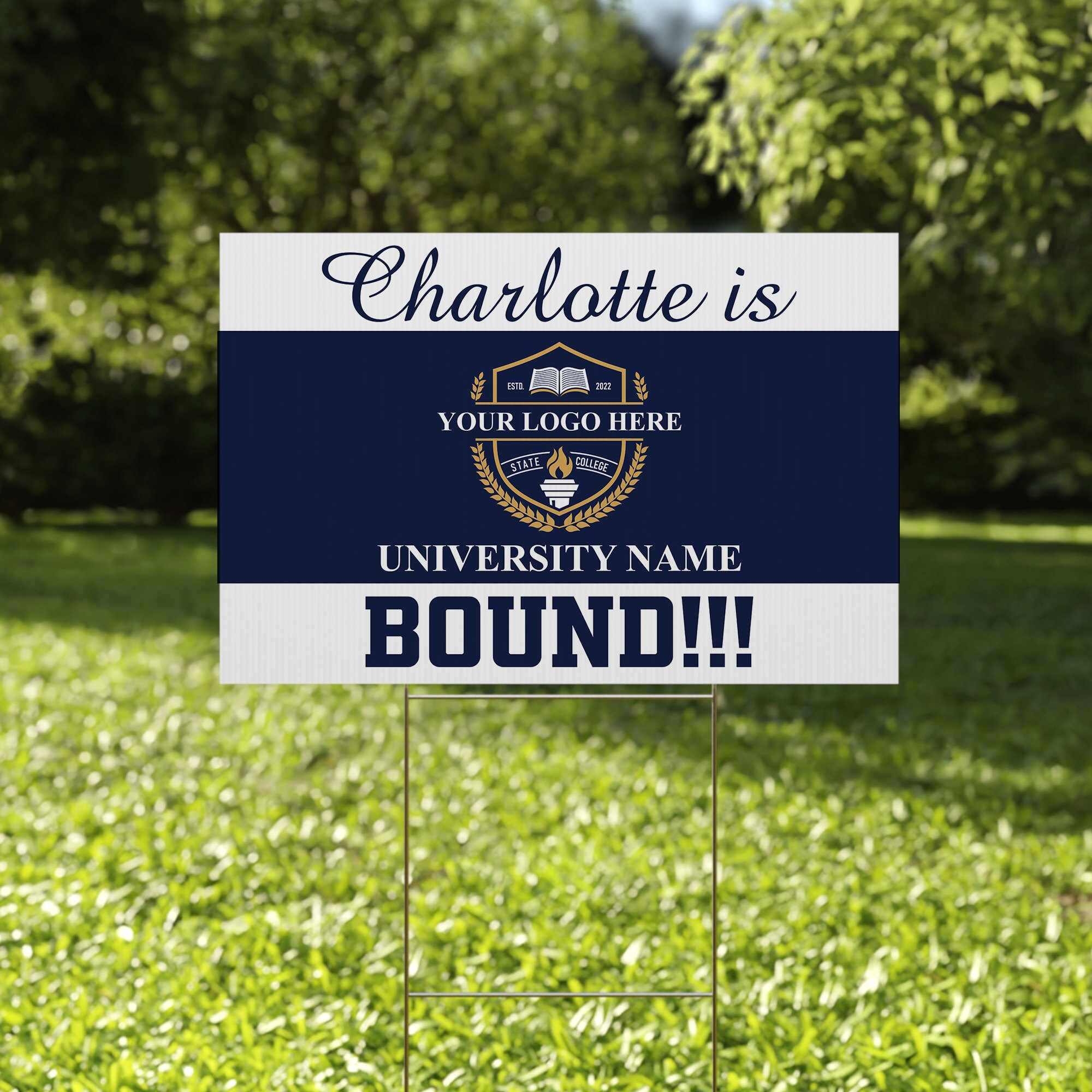Personalized College Bound Yard Sign, College Logo Sign, Custom ...