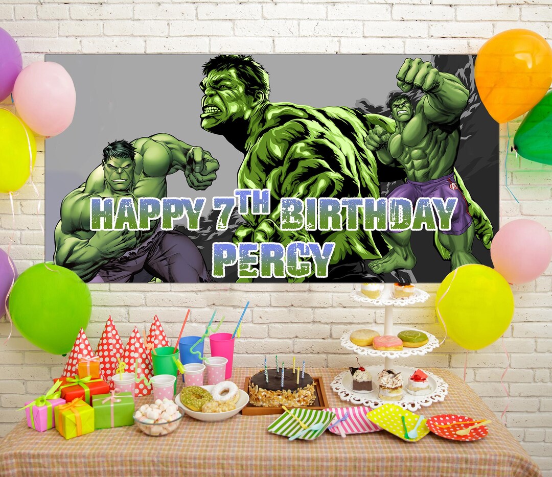 Hulk Birthday Backdrop, Superhero Birthday Banner, Hulk Decoration ...