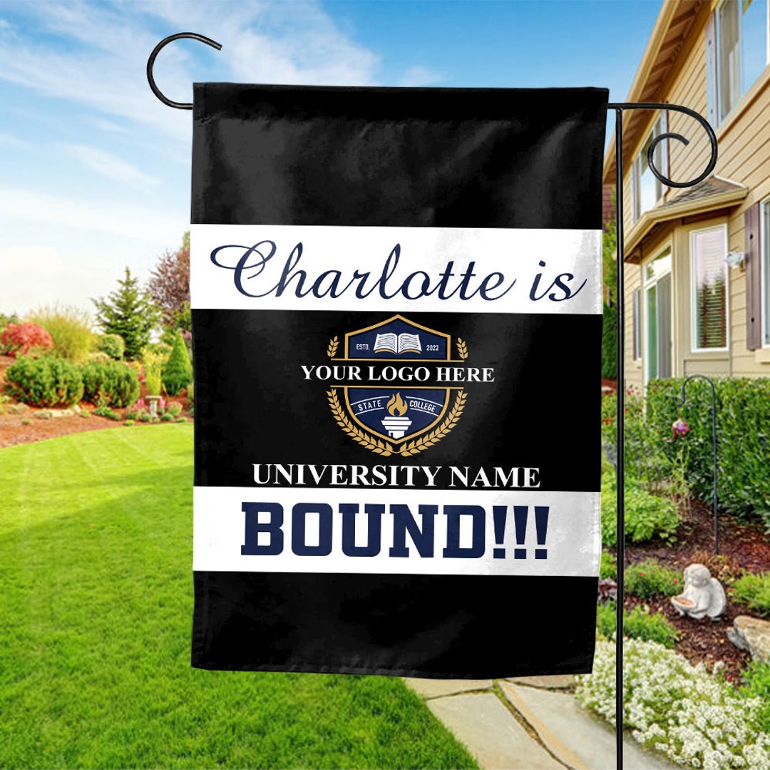 Personalized College Bound Garden Flag, College Logo Flag, Custom ...
