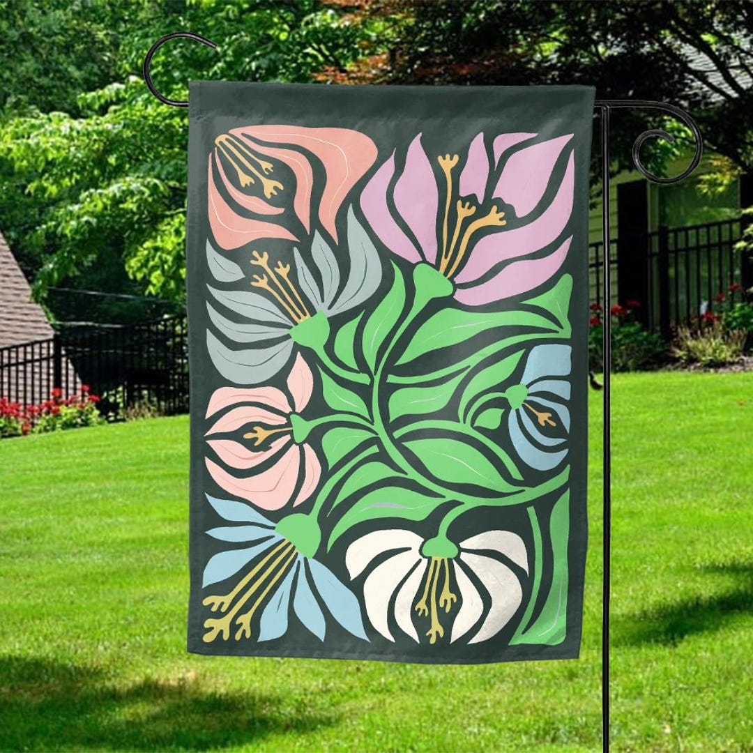 Botanical Matisse Garden House Banner, Flower Market Boho Gardener ...