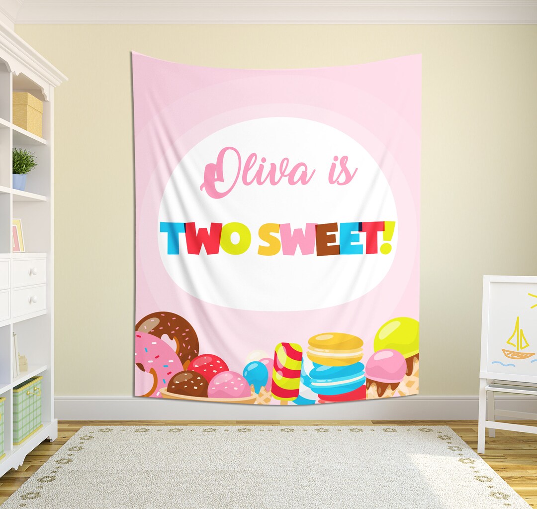 Two Sweet Banner, Ice Cream Birthday Party, Donut Birthday, Girls ...