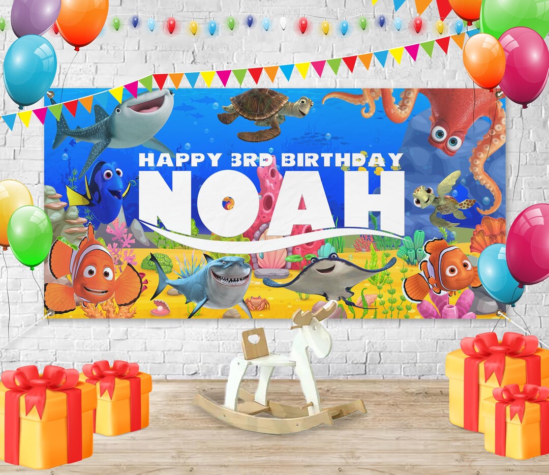 Finding Nemo Birthday Backdrop, Finding Nemo Banner, Finding Nemo Party ...