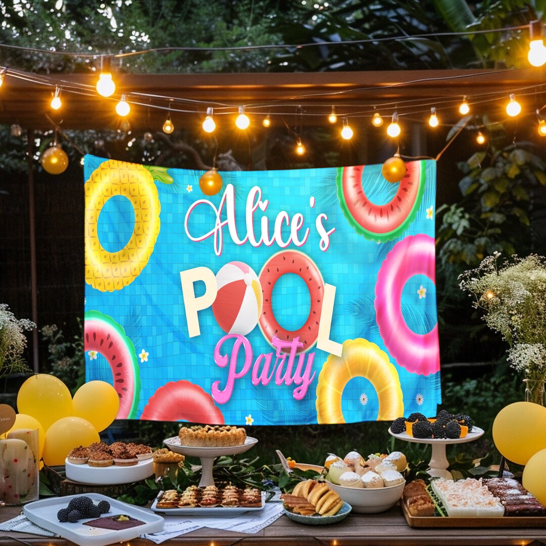 Pool Party Backdrop, Pool Party Decoration, Pool Birthday Party ...