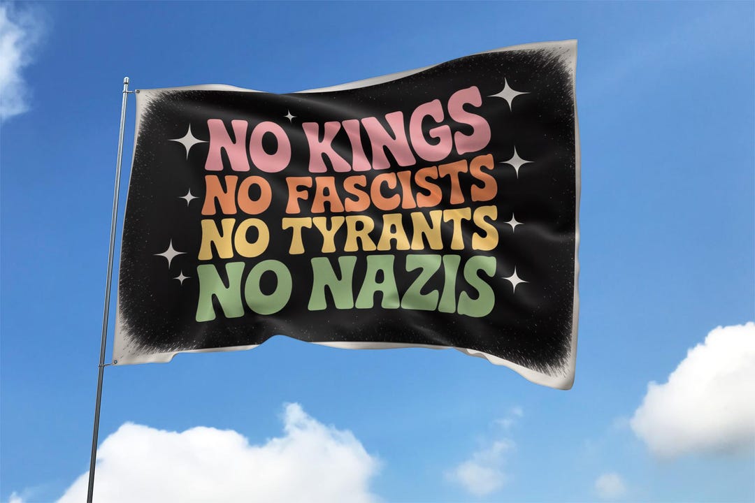 No Kings No Fascists No Tyrants No Nazis Flag, Anti-fascist Protest ...