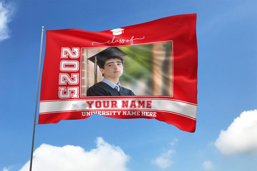 Personalized Graduation House Flag, With Photo, Name & School Name Flag ...