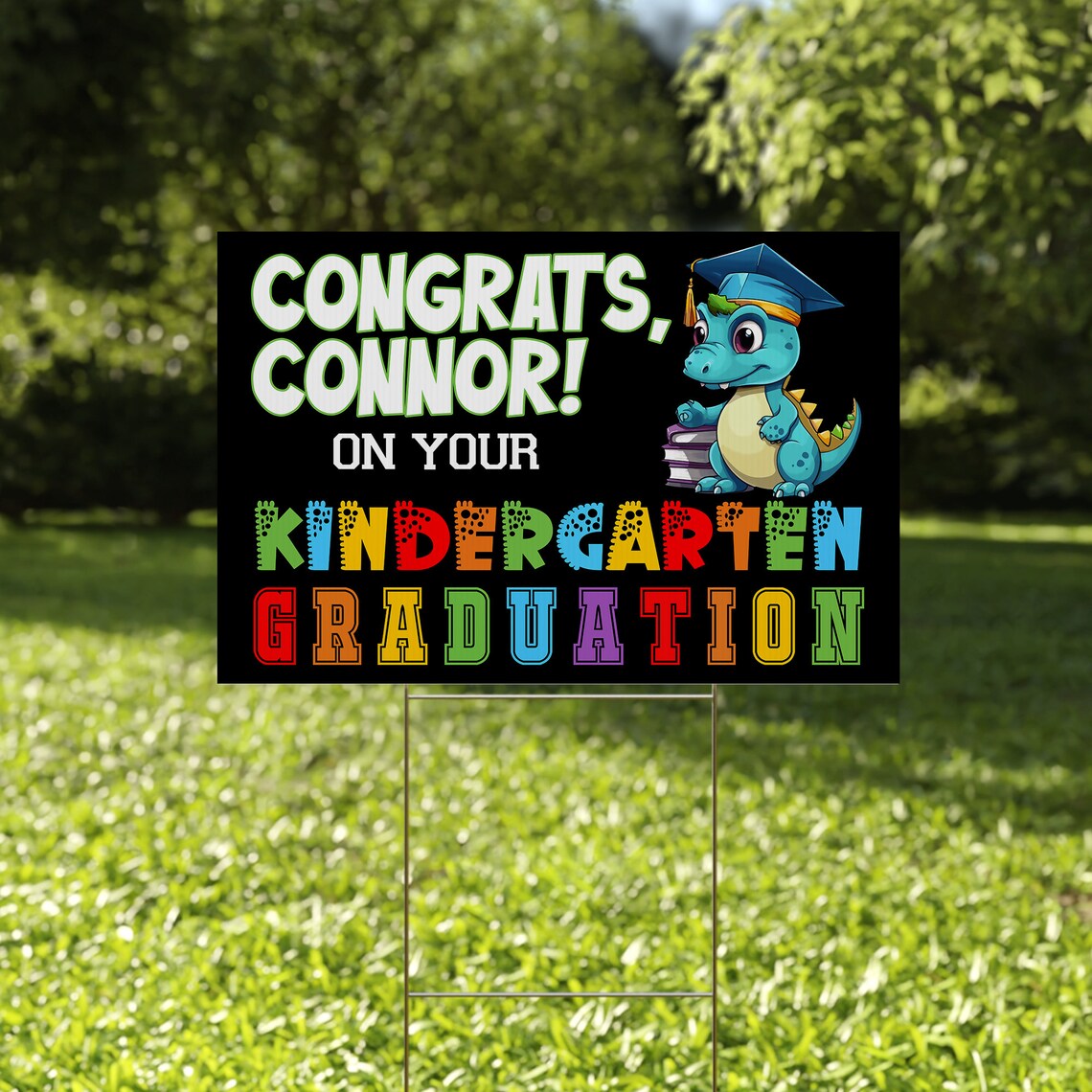 Kindergarten Graduation Yard Sign Elementary Graduation 2024 Dinosaur ...