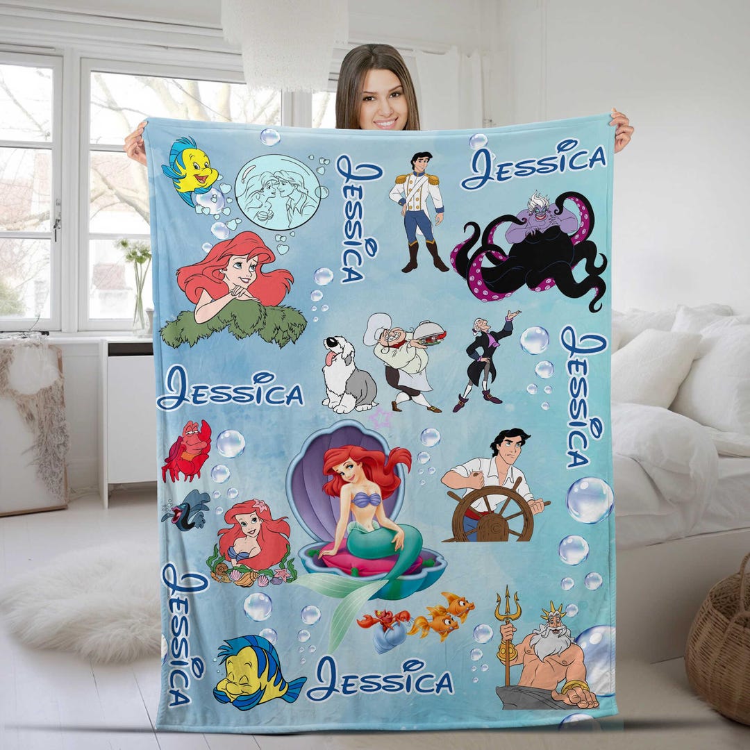 Personalized Disney the Little Mermaid Blanket, Disney Ariel Princess ...