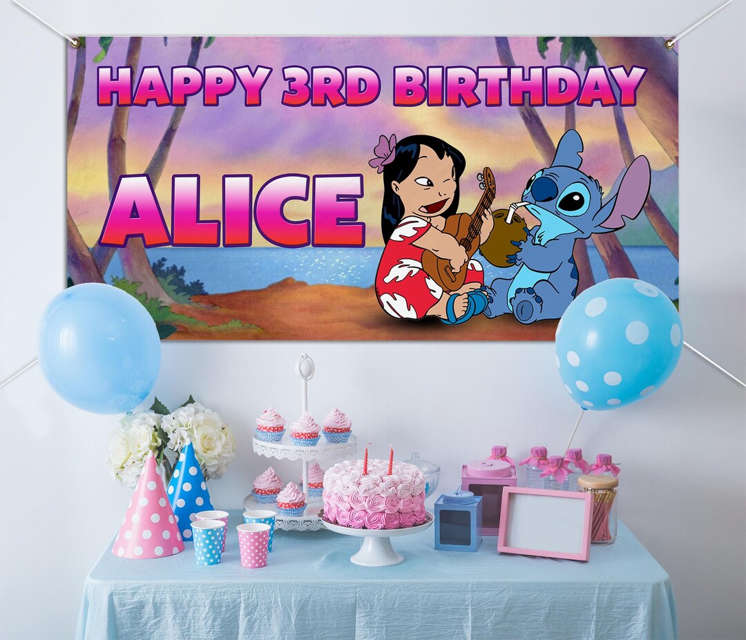 Lilo and Stitch Birthday Backdrop, Lilo and Stitch Personalized ...