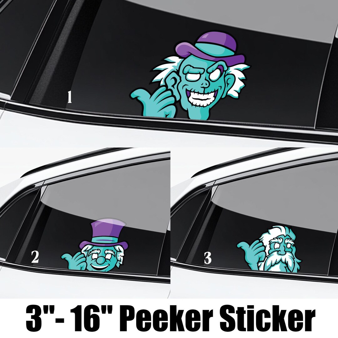 Hitchhiking Ghosts Peeker Car Decal, Haunted Mansion Peekaboo Window ...