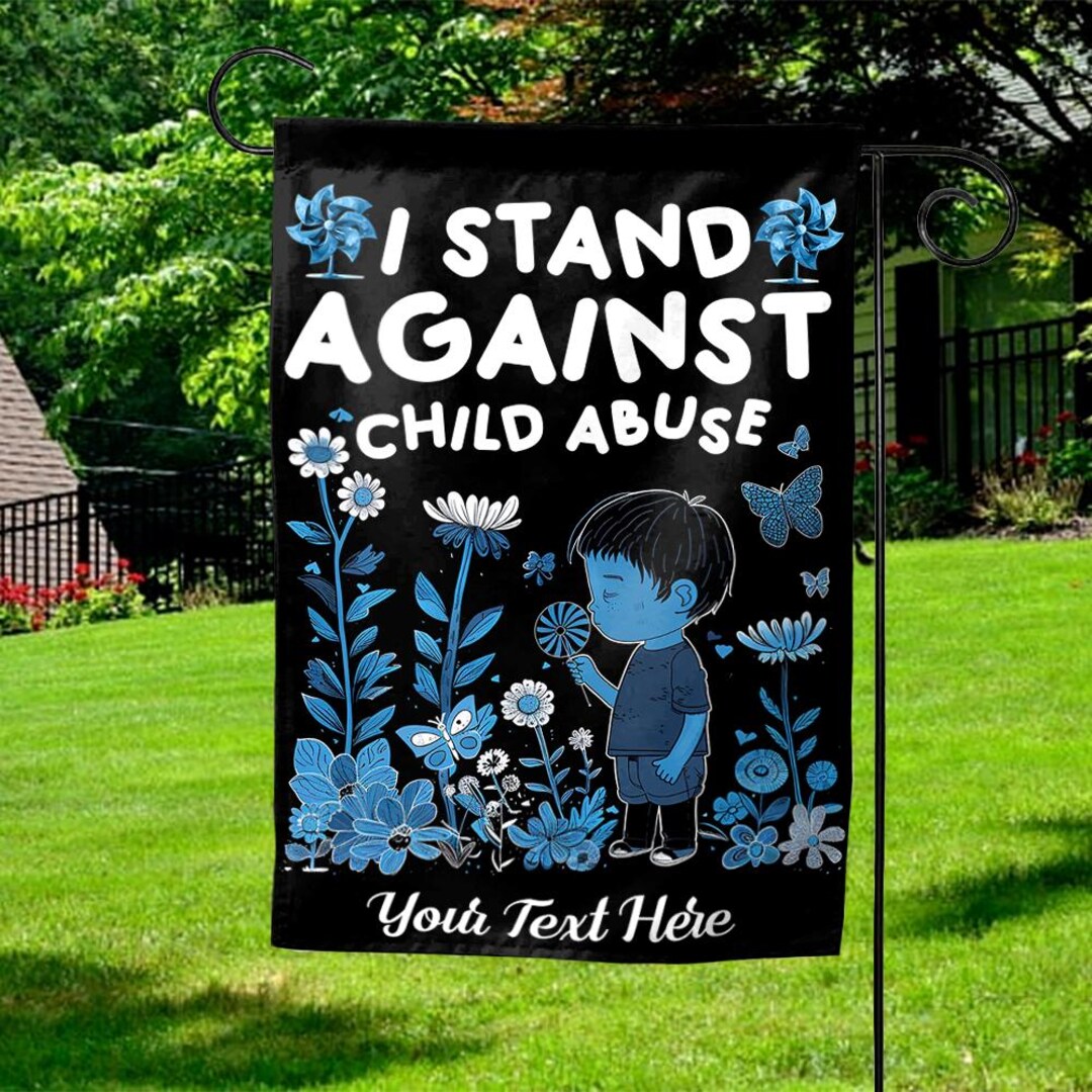 Child Abuse Prevention Awareness Garden Flag, Blue Ribbon Support Child ...