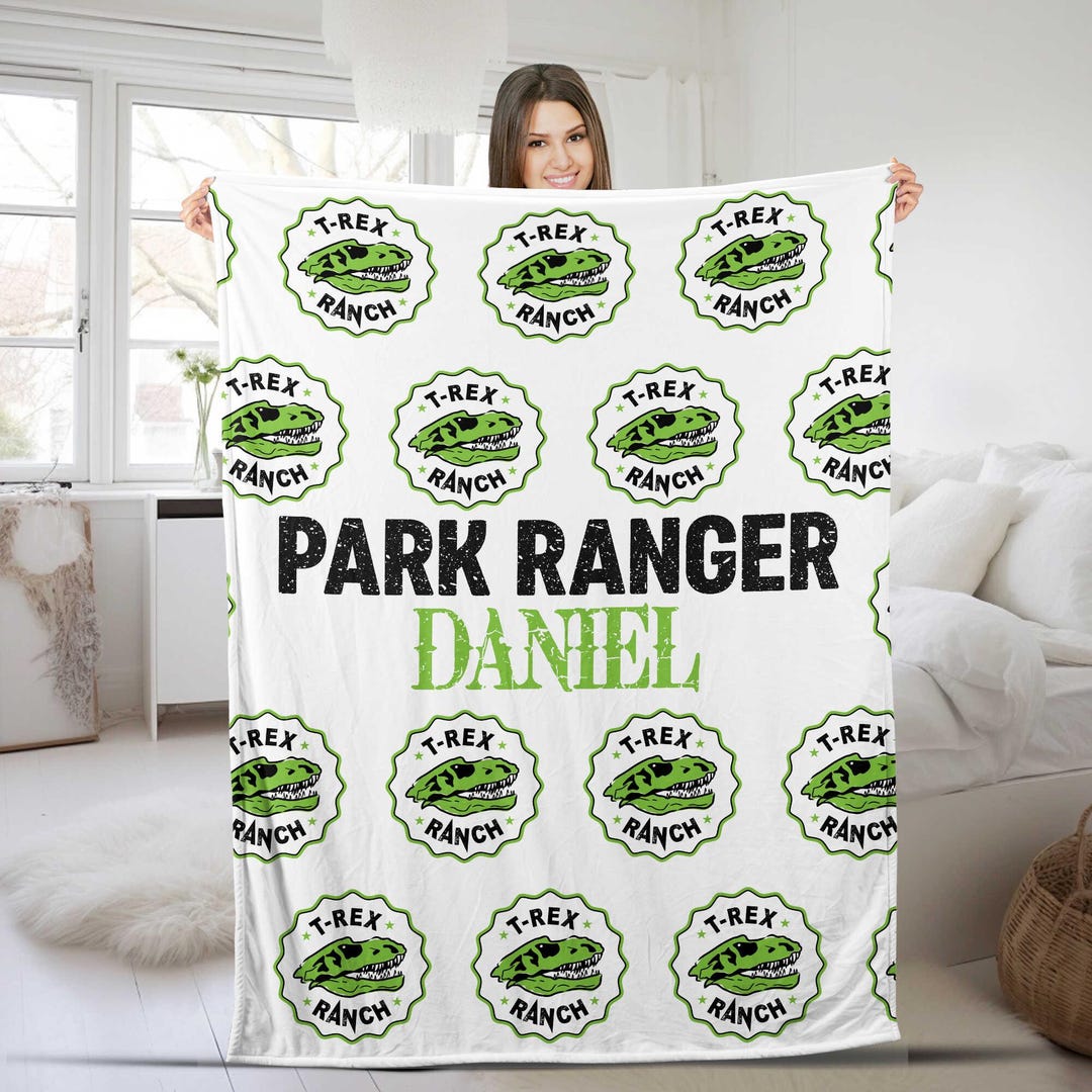 T-rex Ranch Park Ranger Blanket, Custom Name T-rex Ranch Park Ranger, T ...
