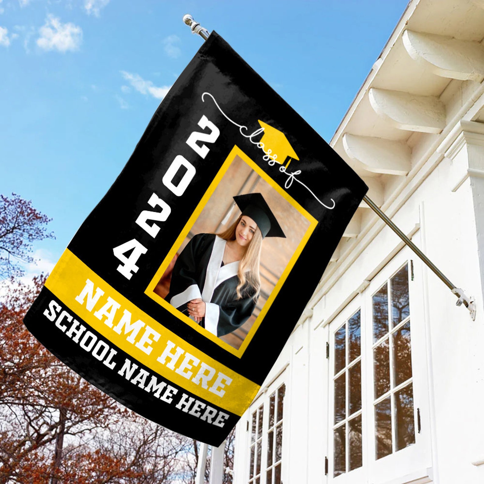 Custom Graduation Flag With Photo, Graduate Yard Sign, College Grad ...