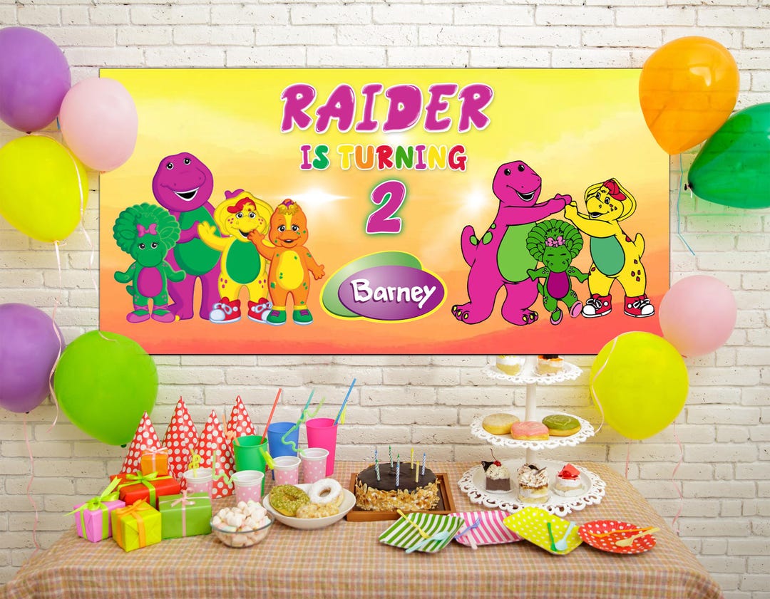 Barney Party Supplies, Printable Barney Backdrop, Barney Party, Barney ...
