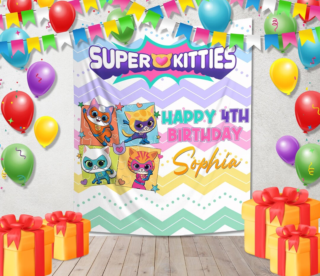 Personalized Superkitties Banner, Superkittie Birthday Custom Super Cat ...