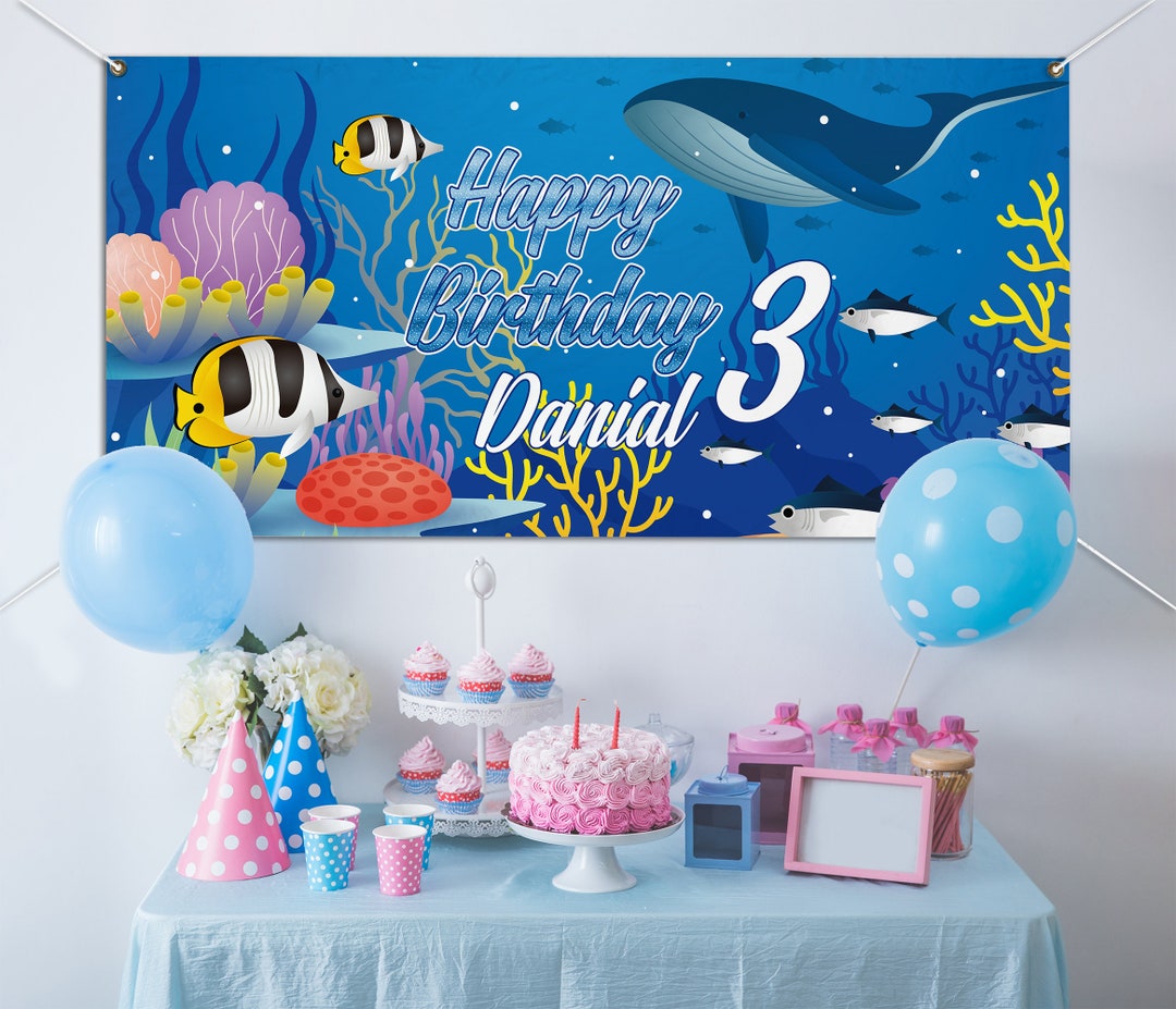 Under the Sea Oceans Birthday Party Backdrop/ocean Animal Birthday ...