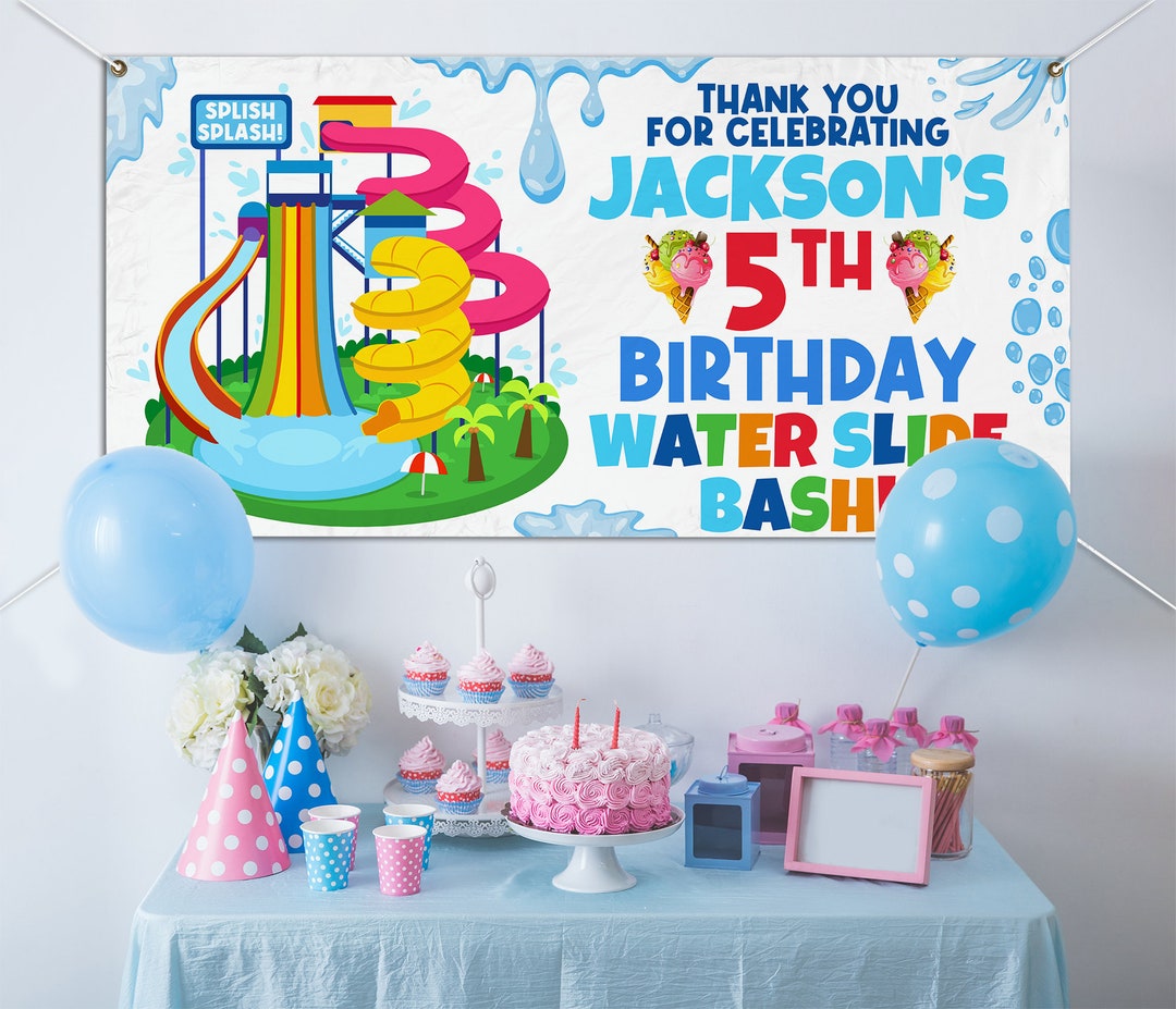 Splash Slide Bash Birthday Banner/splish Splash Birthday/waterslide ...
