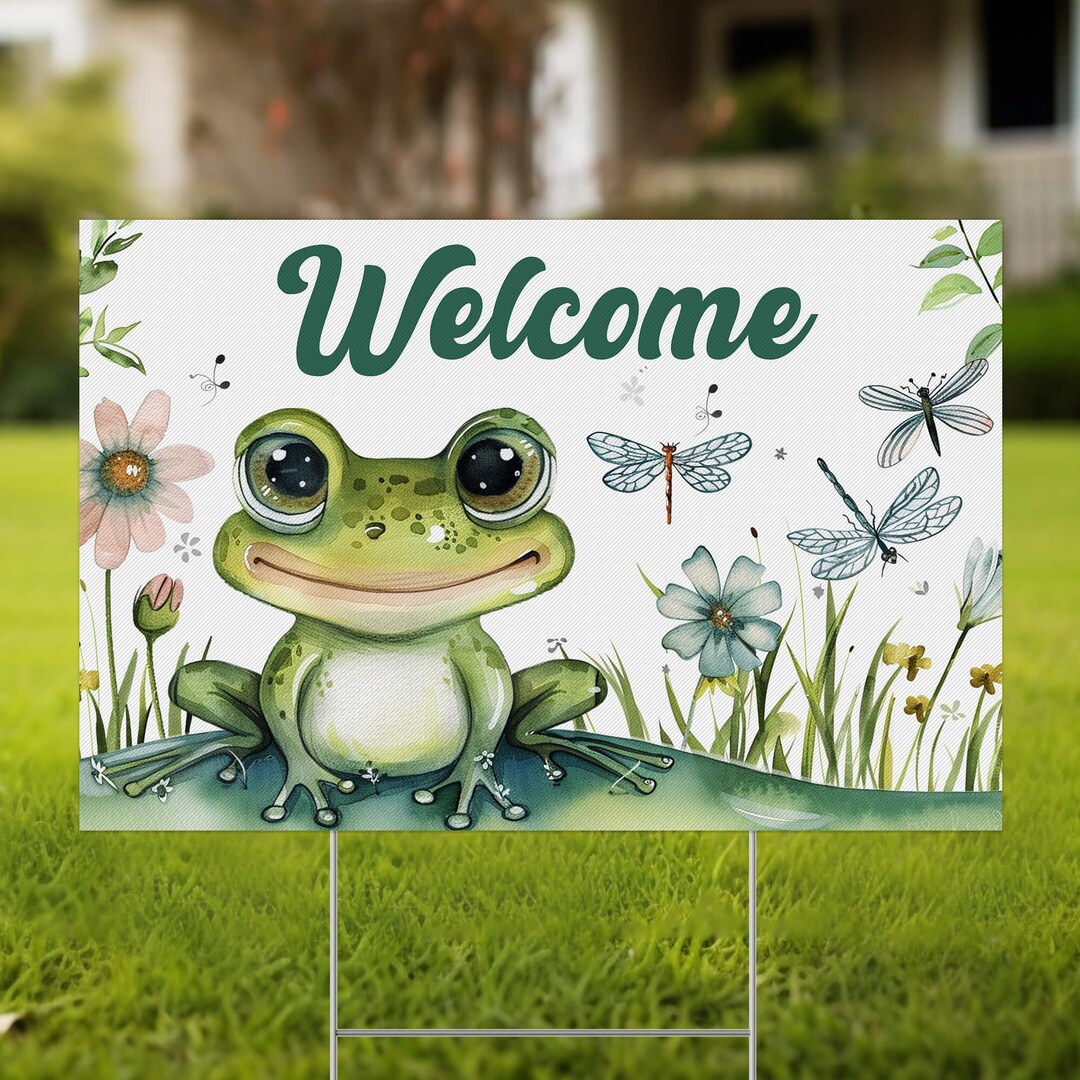Funny Frog Welcome Yard Sign/funny Frog Sign/frog Yard Sign/toad Garden ...