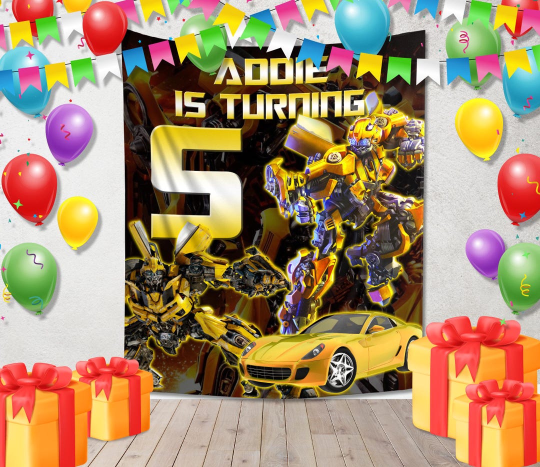 Bumblebee Backdrop, Transformers Birthday Party Banner Decoration ...
