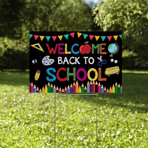 Custom Welcome Back to School Yard Sign With H Stake, Back to School ...