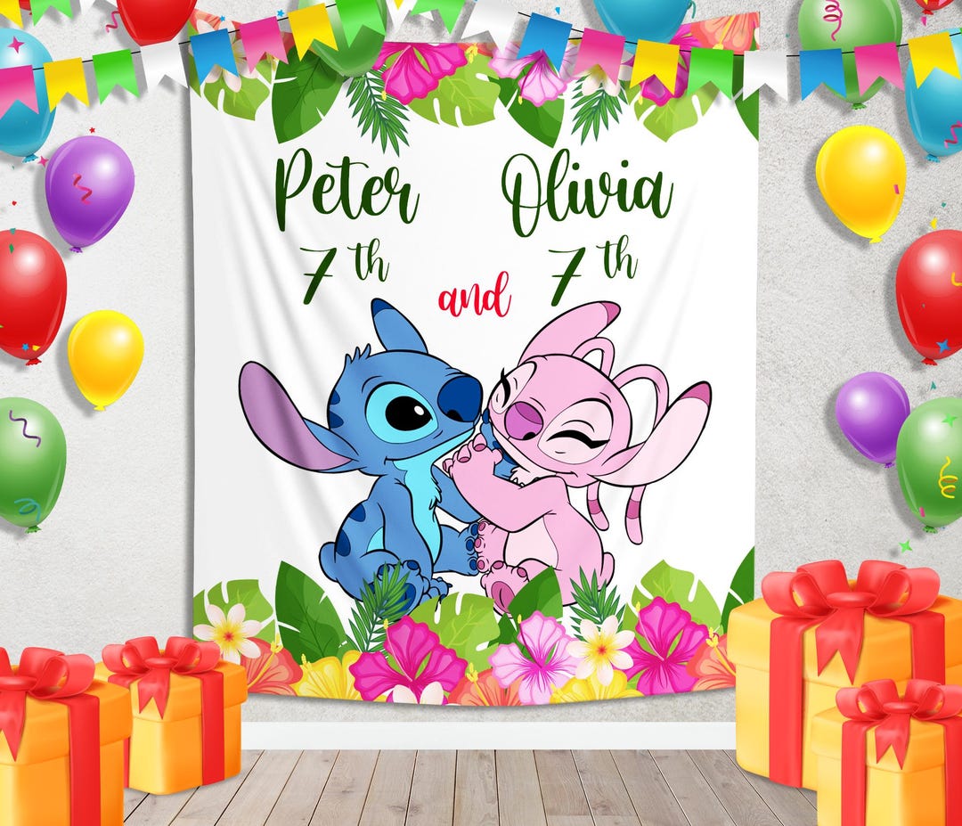 Stitch Angel Luau Party Banner, Birthday Party Banner Decoration SJ1F25 ...
