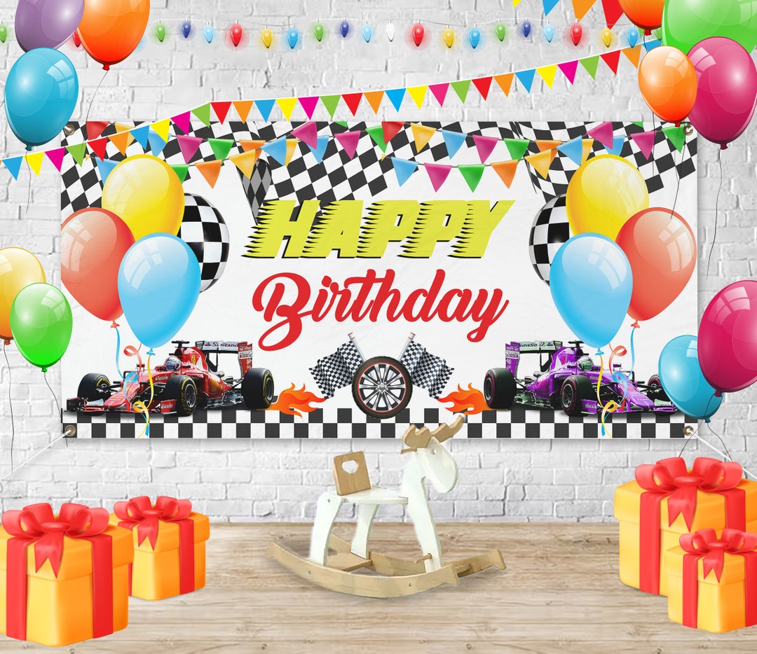 Racecar Birthday Banner, Race Car Party Decor, Birthday Party, Car ...