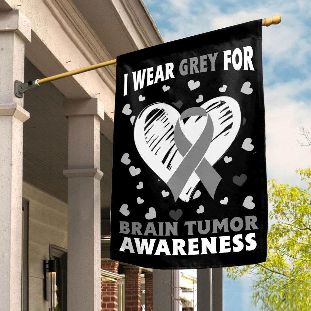 Brain Tumor Awareness Month Grey Ribbon Flag, Double Sided Garden Flags ...