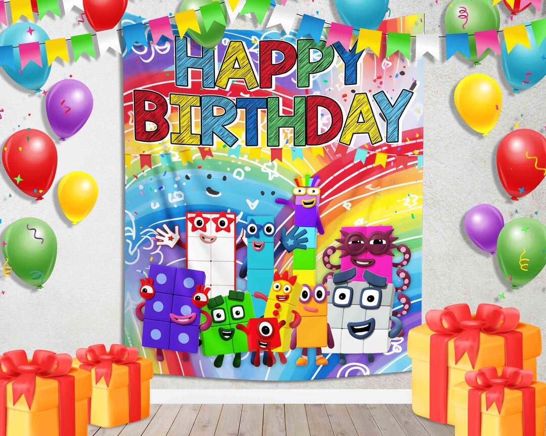 Numberblocks Birthday Backdrop Decoration, Happy Birthday Numberblocks ...