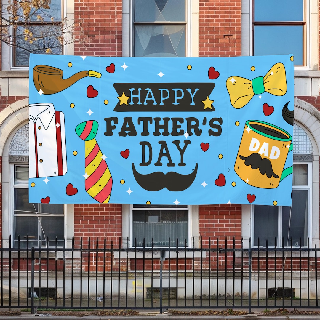 Happy Father's Day Backdrop Banner Sign Blue Fathers Day Background ...