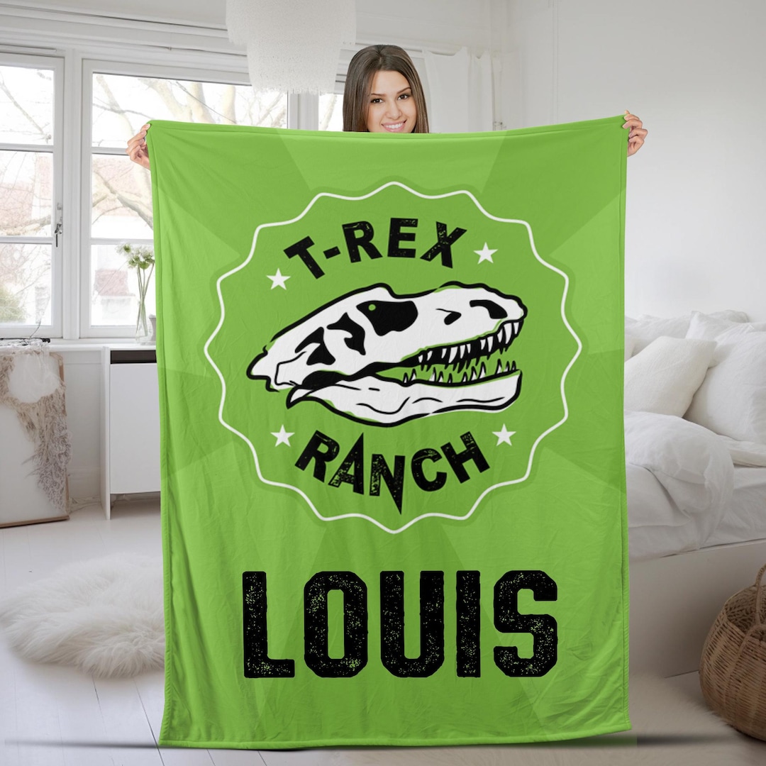 Custom T-rex Ranch Park Ranger Blanket, Custom Name T-rex Ranch Park ...